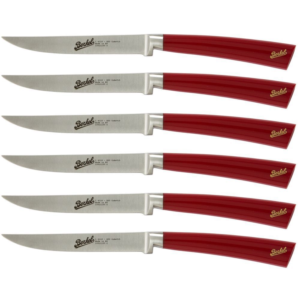 Steak knife with resin handle - ELEGANCE SET OF 6 RED - Berkel - with ...