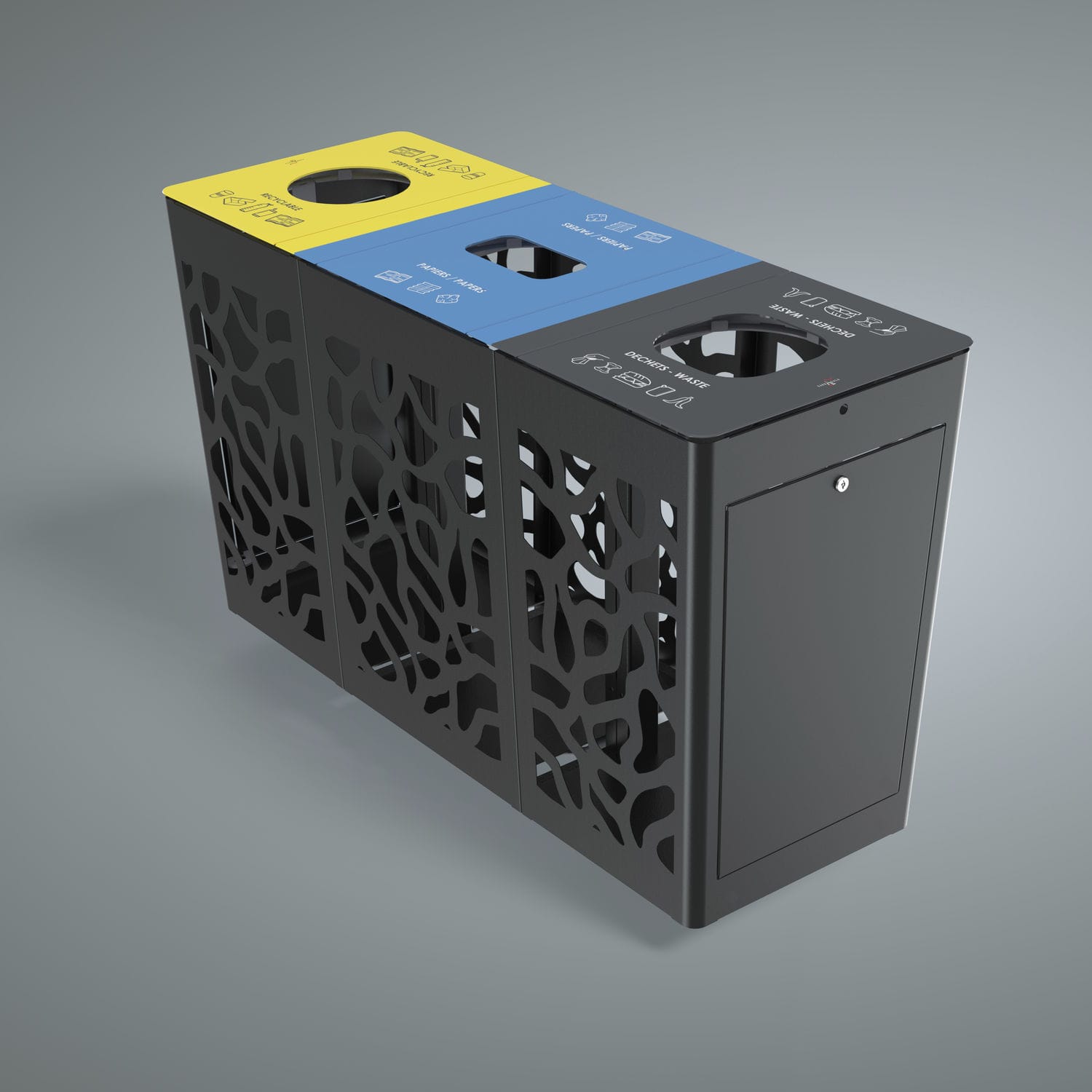 Public trash can - CORE TRIO LIGHT - Sarragala - floor-standing / metal ...