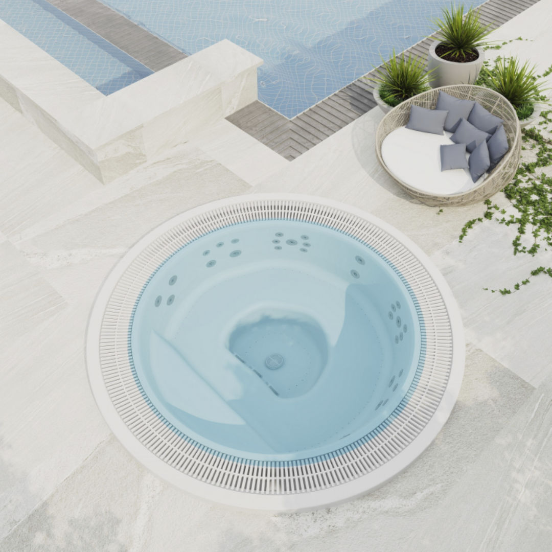 Built-in hot tub - Mila - Catalina Spas - round / seven-person / aluminum