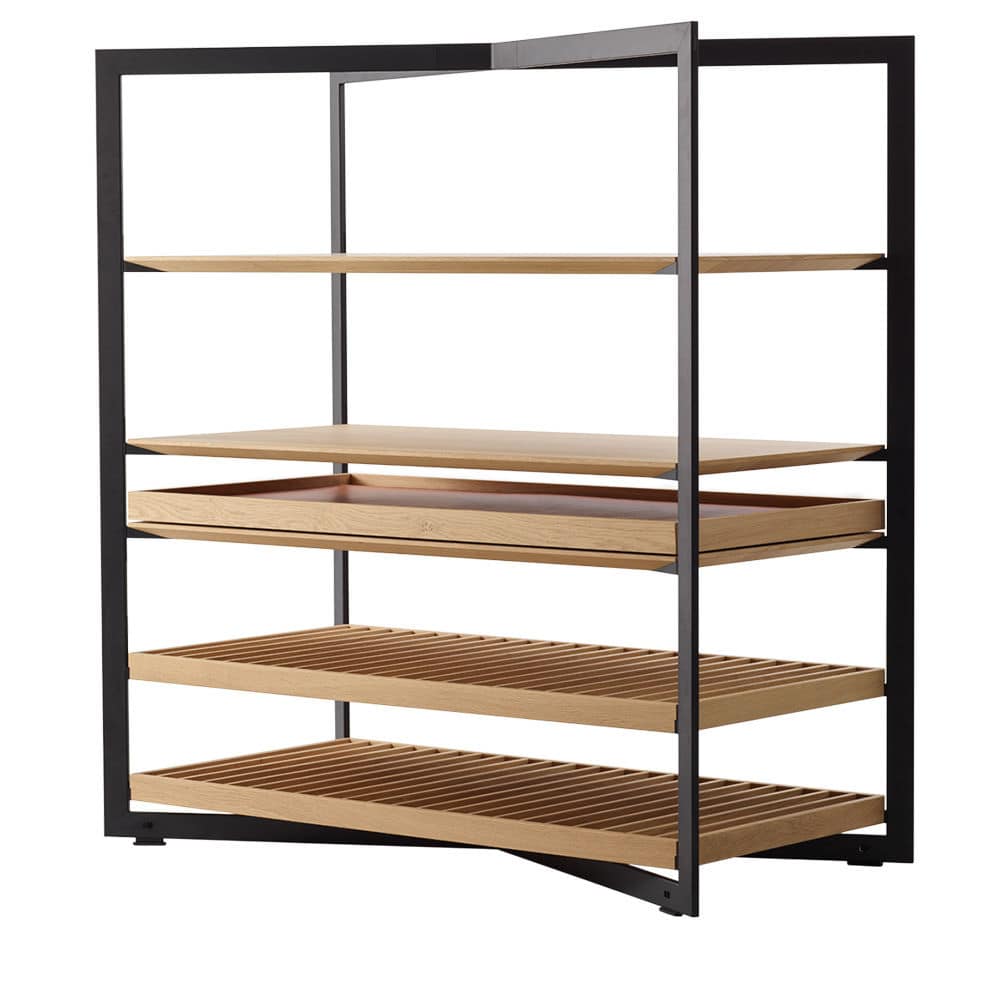 Contemporary shelf - b Solitaire - Bulthaup - oak / stainless steel / glass