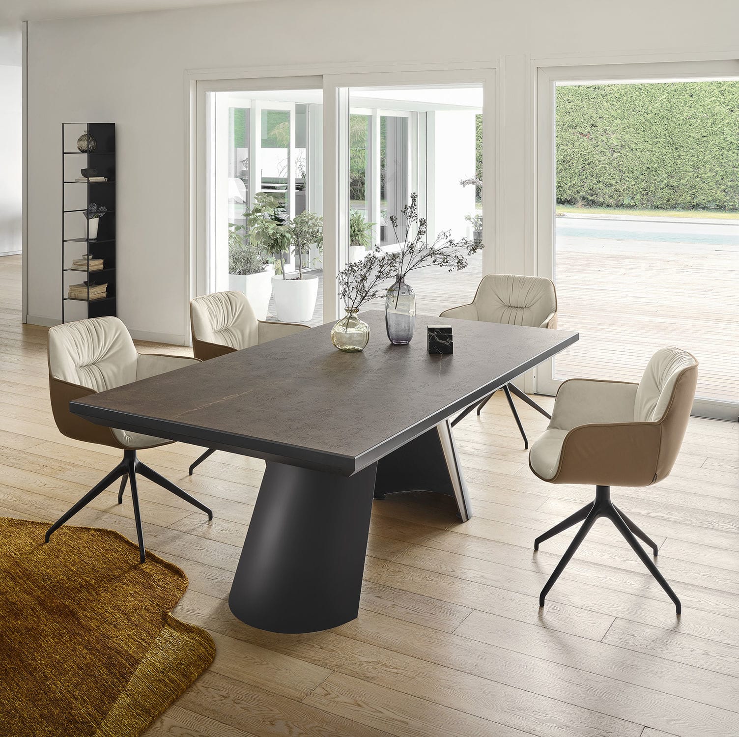 Contemporary table - apian - calligaris - glass / painted metal / ceramic