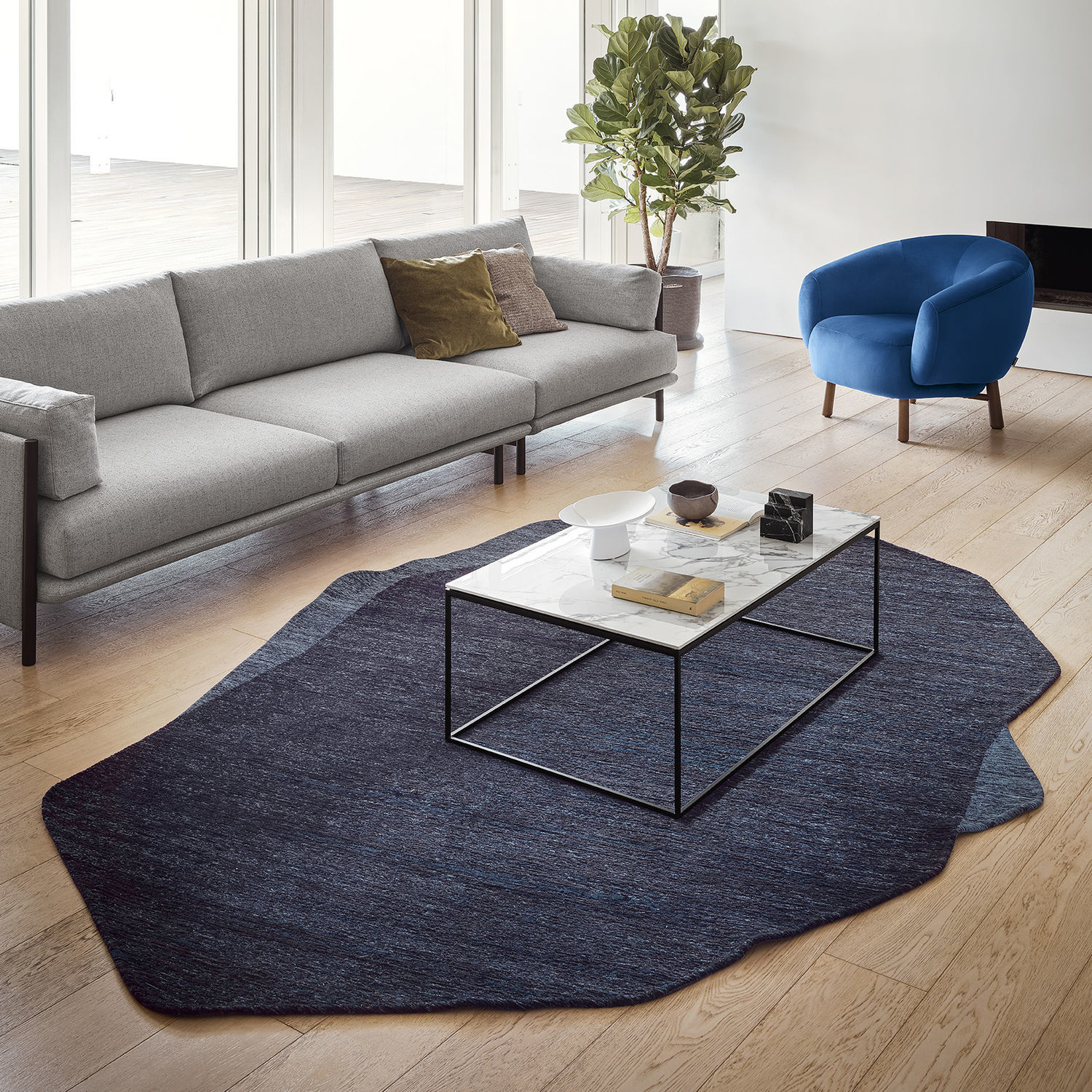 Contemporary rug - roche - calligaris - plain / polyester / cotton