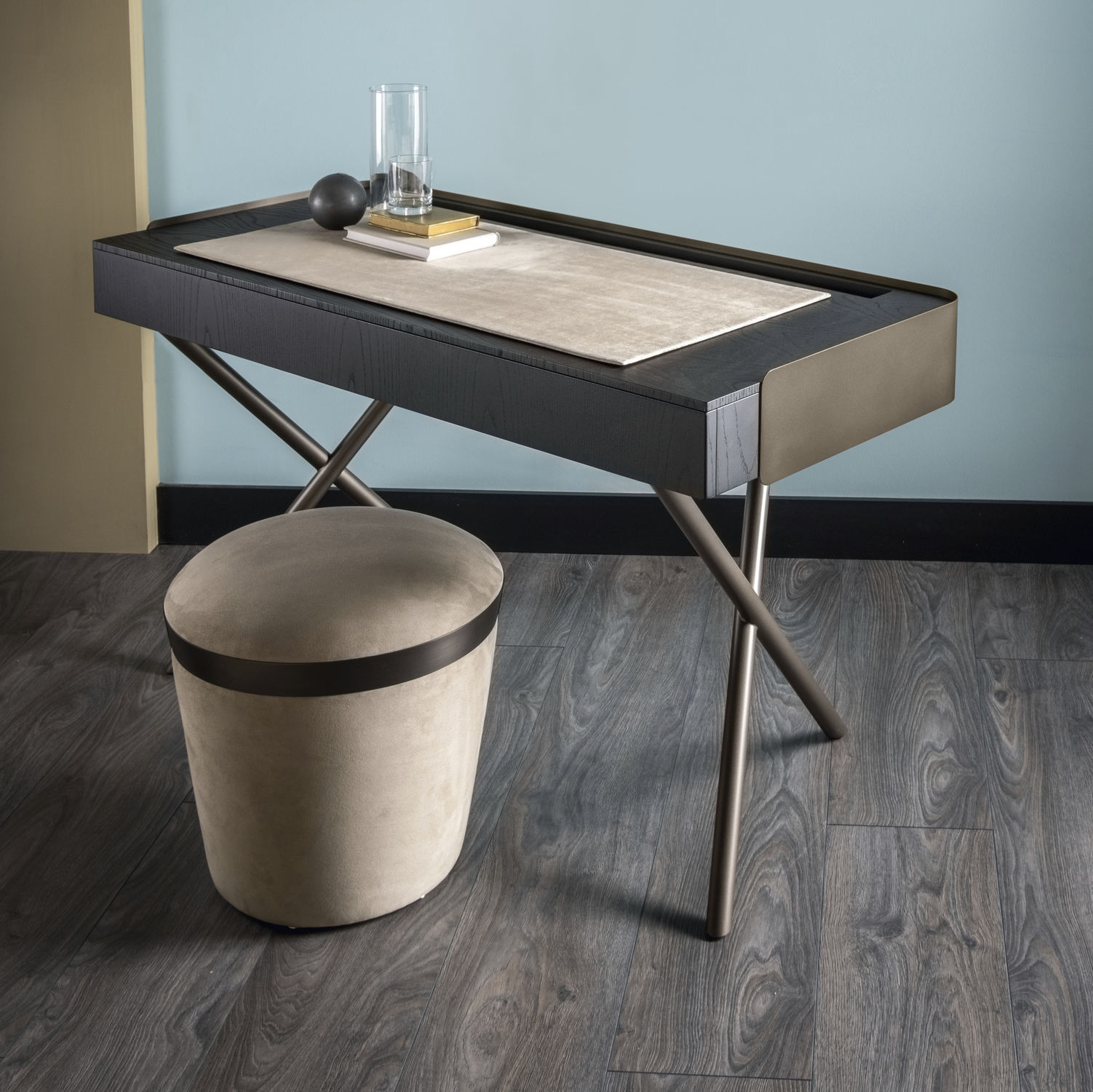 Free-standing desk - LUIS - CANTORI - contemporary / wood / leather