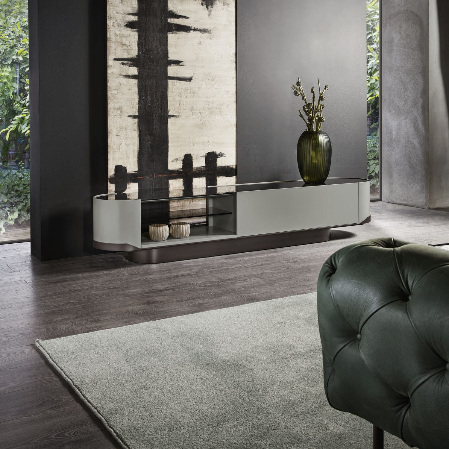 Contemporary TV cabinet - GREGORY - CANTORI - lowboard / with shelves ...