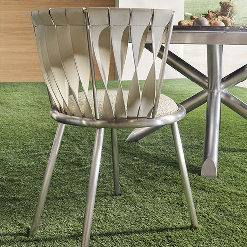 Contemporary chair - Twist - CANTORI - fabric / leather / stainless ...