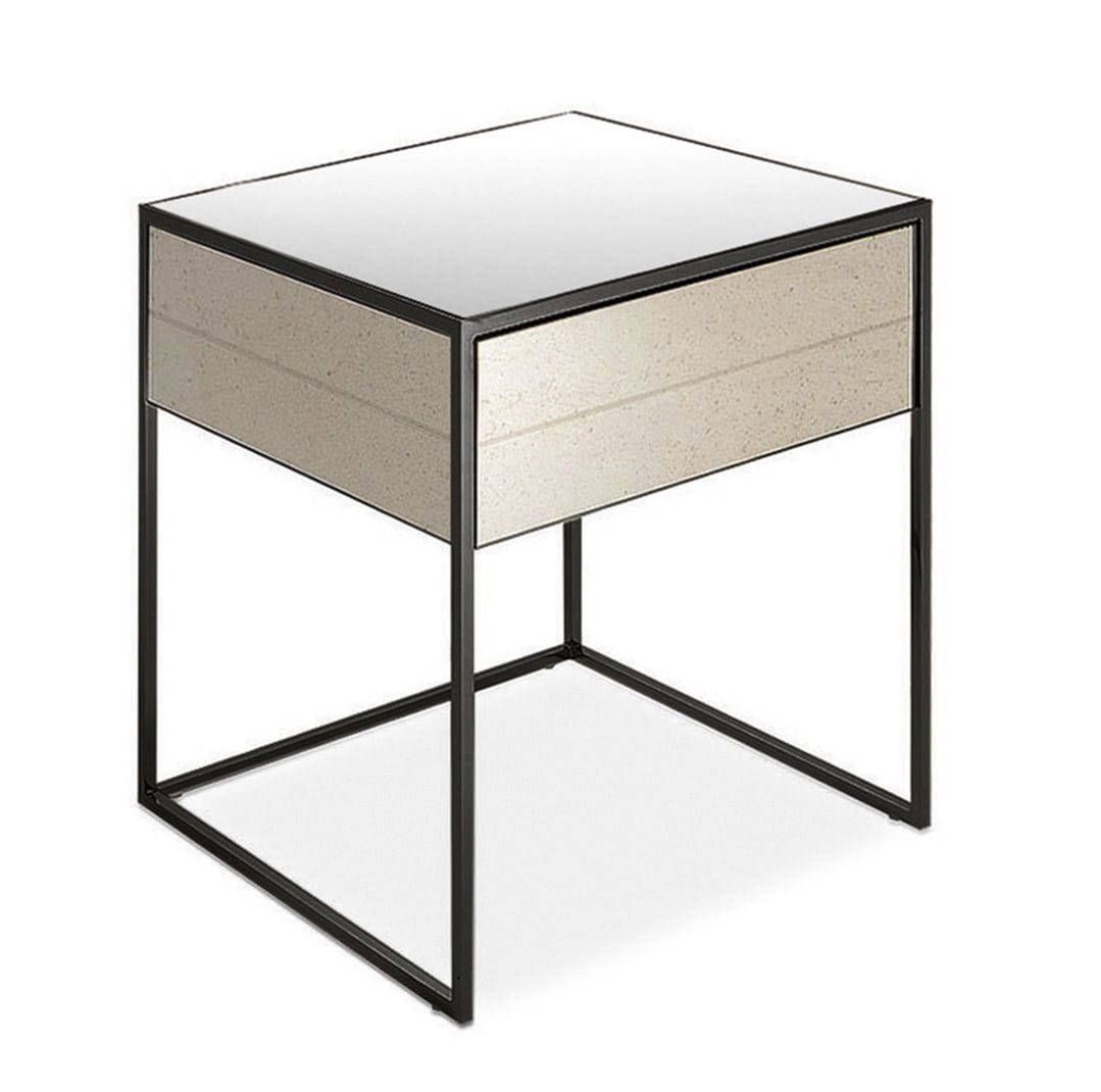 Contemporary bedside table - NARCISO - CANTORI - leather / wooden / glass