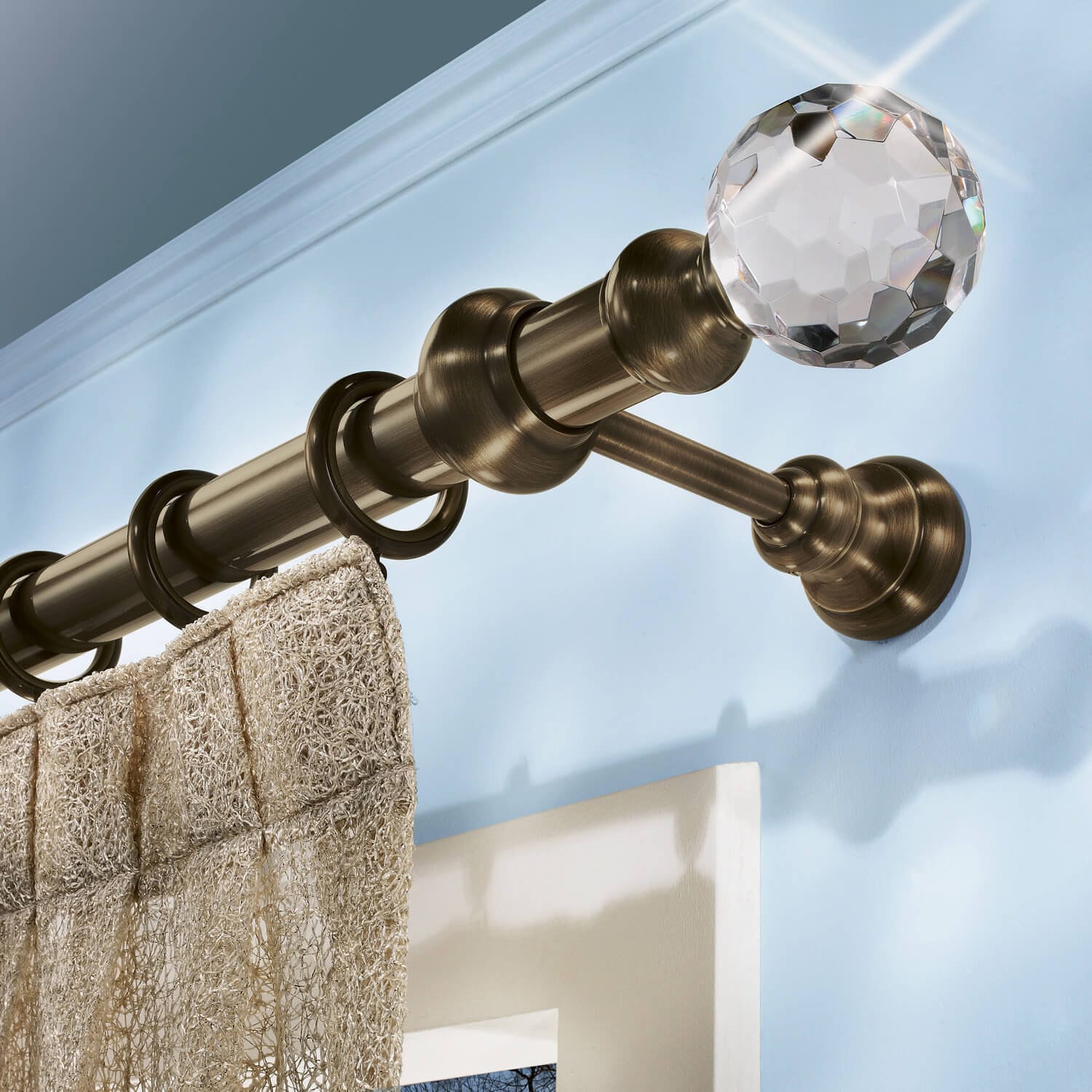 Glass curtain rod - SORAIA - CASA VALENTINA - brass / wall-mounted / window