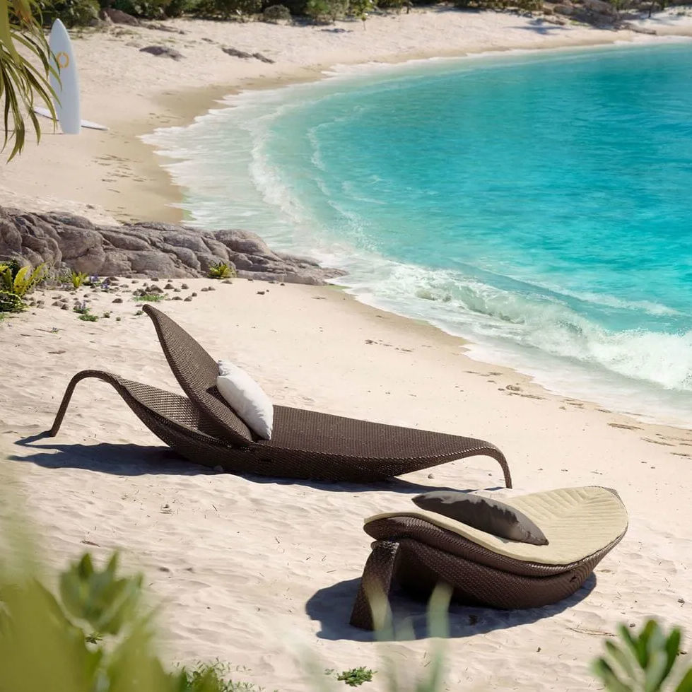 Contemporary sun lounger - LEAF - DEDON GmbH - synthetic fiber ...