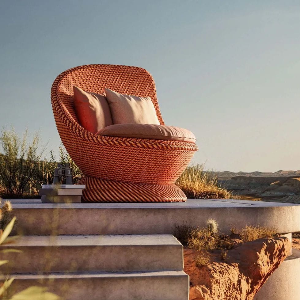 Contemporary fireside chair - PAPYON - DEDON GmbH - fabric / aluminum ...