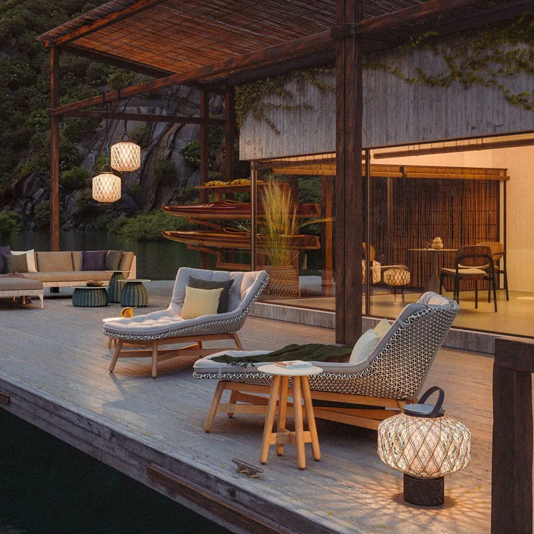 Contemporary sun lounger - MBRACE - DEDON GmbH - fabric / teak ...