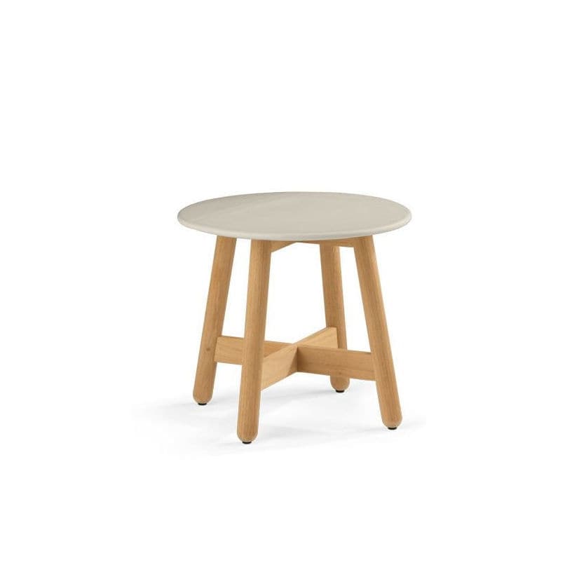 Contemporary side table - MBRACE - DEDON GmbH - ceramic / teak base / round