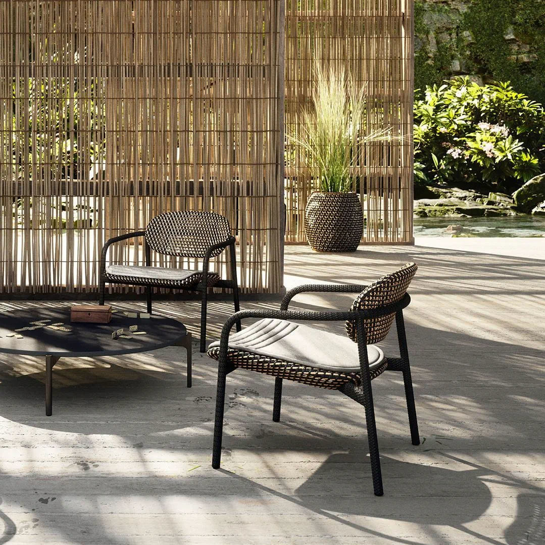 Contemporary armchair - ROII - DEDON GmbH - fabric / synthetic leather ...