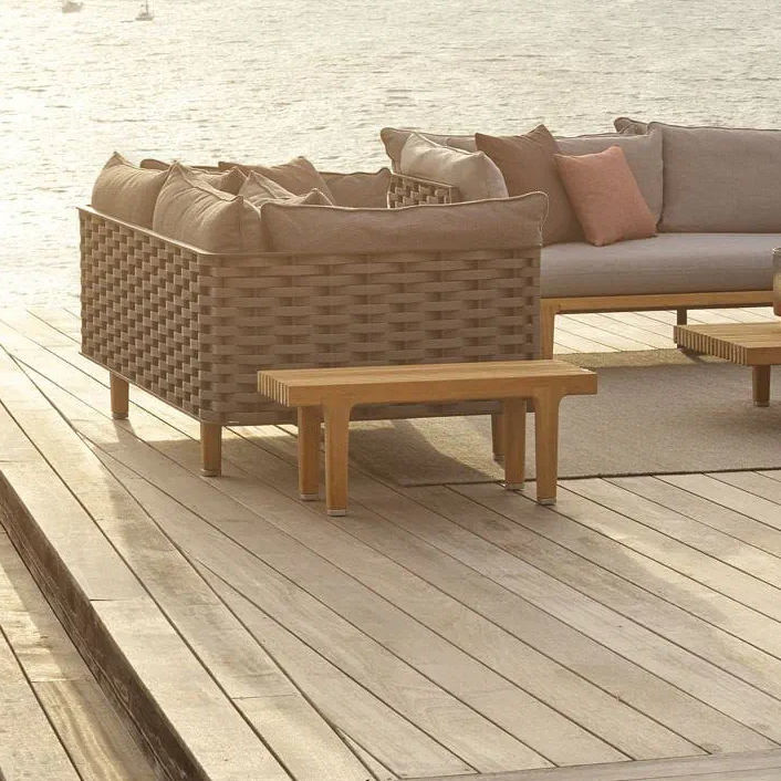 Contemporary bench - SEALINE - DEDON GmbH - teak / without backrest ...