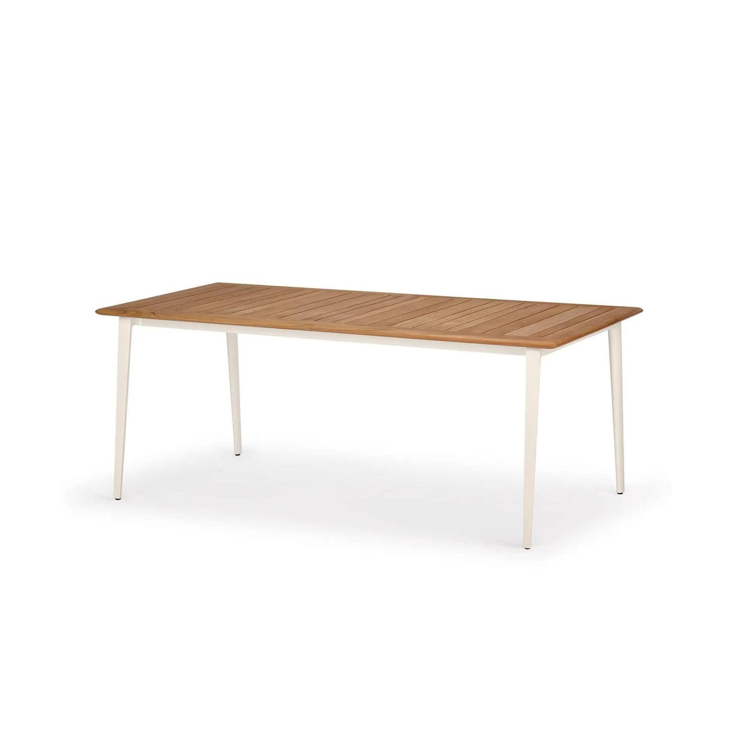 Contemporary dining table - WA - DEDON GmbH - teak / cast aluminum base ...