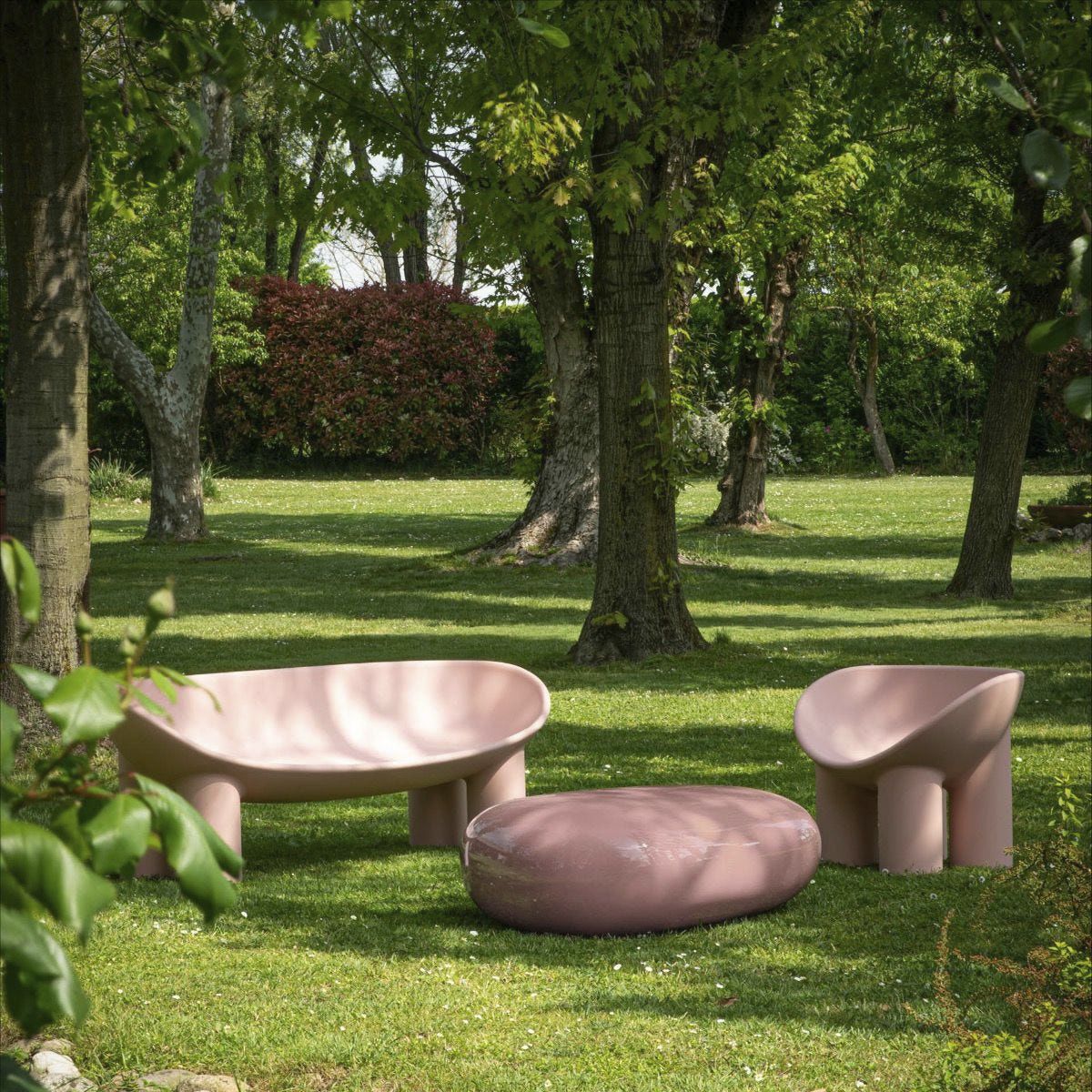 Contemporary sofa - ROLY POLY - DRIADE - outdoor / polyethylene / gray