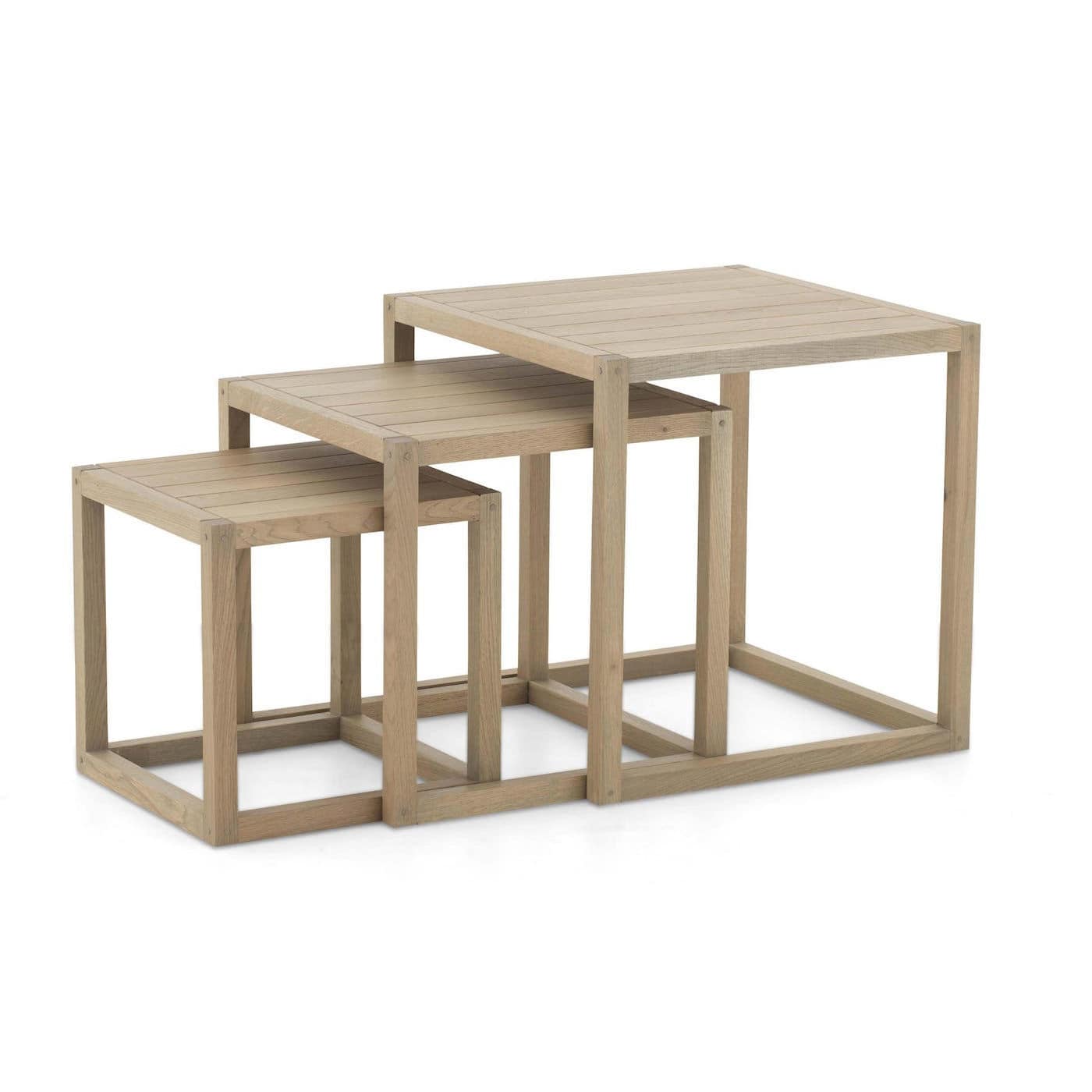 Contemporary nesting tables - SALVO - FLAMANT - oak / oak base / square