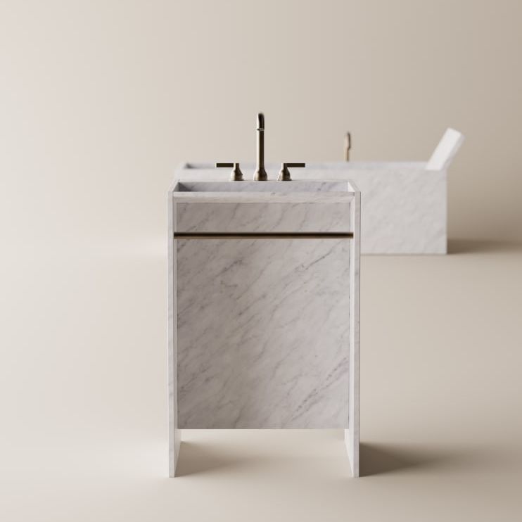 Free-standing washbasin - Face à face - AGAPE - marble / with mixer tap ...