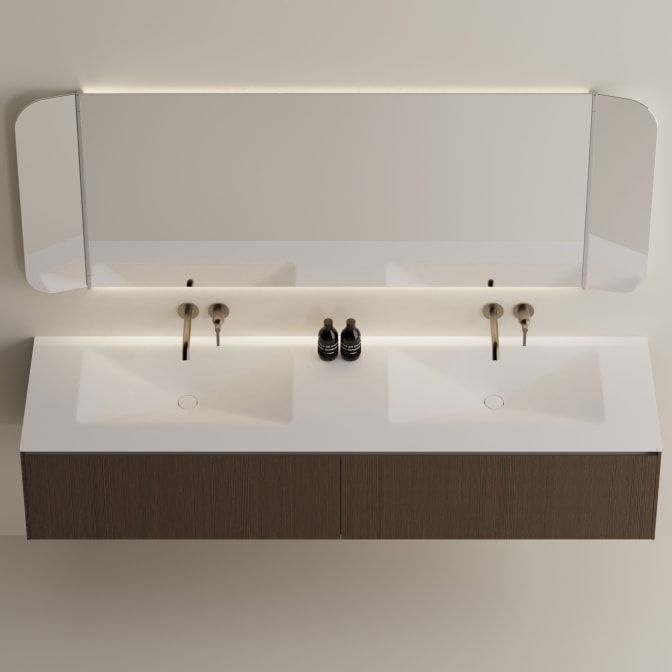 Integrated washbasin - Raso - AGAPE - Solid Surface / with counter / custom
