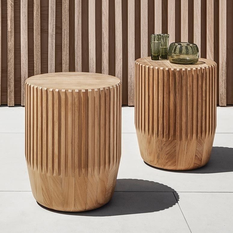 Contemporary side table - ARBOR - GLOSTER - teak / teak base / round