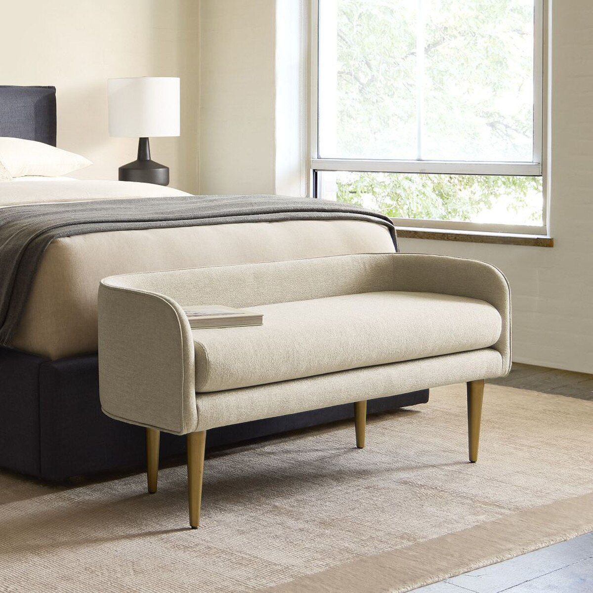 Contemporary bed bench - Celine - West Elm - fabric / metal / home