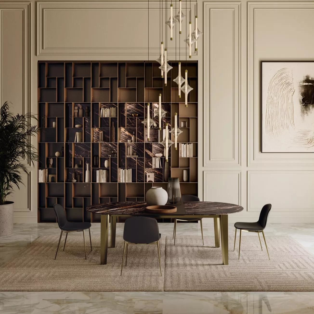 Contemporary dining table - ETRO - BONTEMPI CASA - lacquered steel / crystal / marble