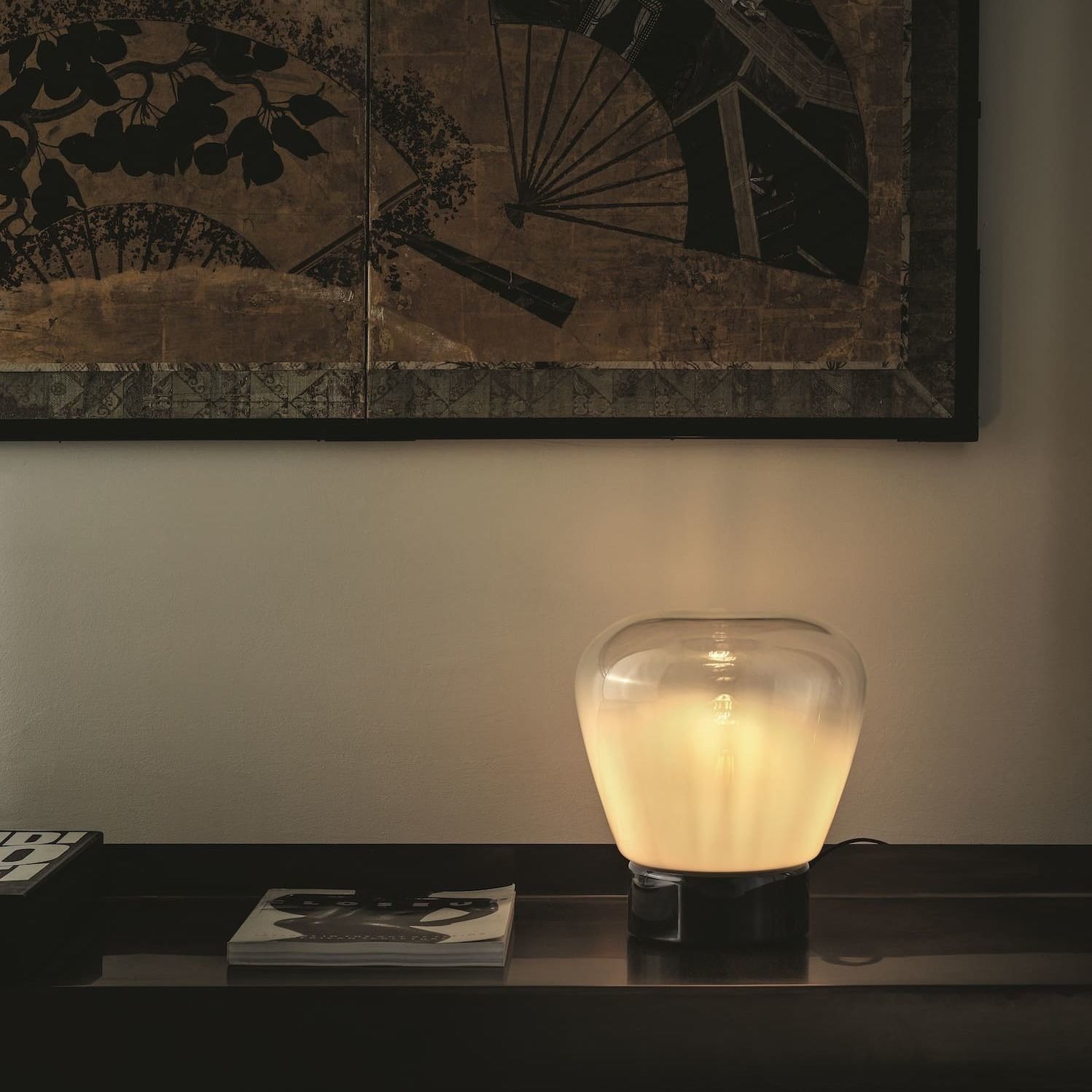 Table lamp - STONE - BONTEMPI CASA - lacquered metal / glass / stone