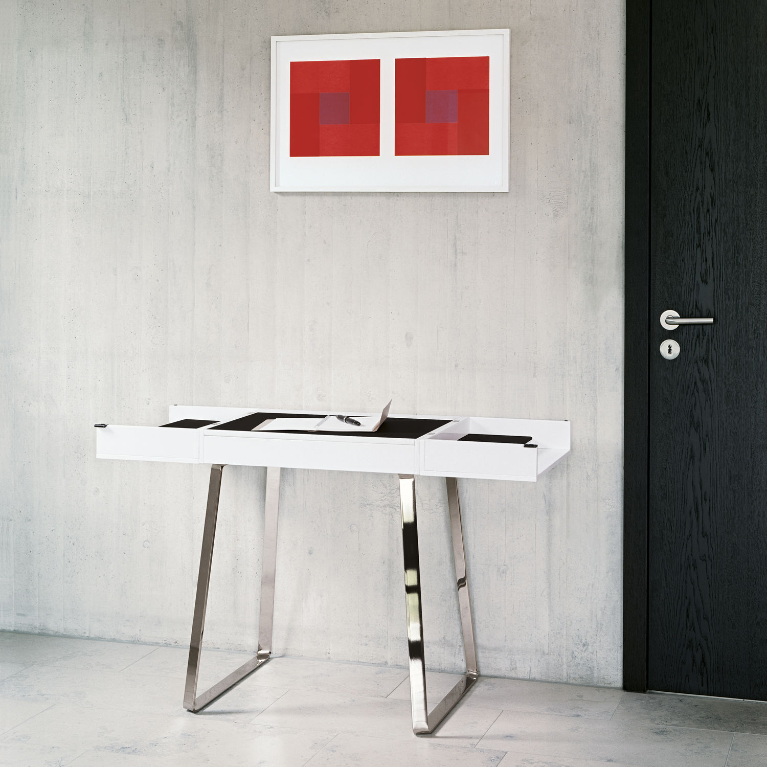Free-standing desk - ZELOS - CLASSICON - contemporary / leather / MDF