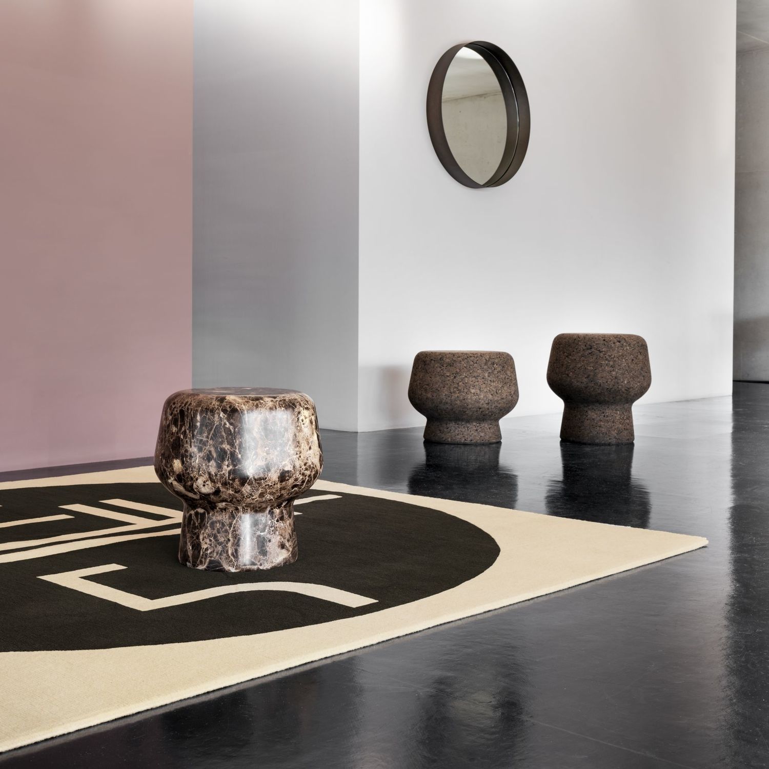 Contemporary side table - Corker - CLASSICON - cork / marble / cork base