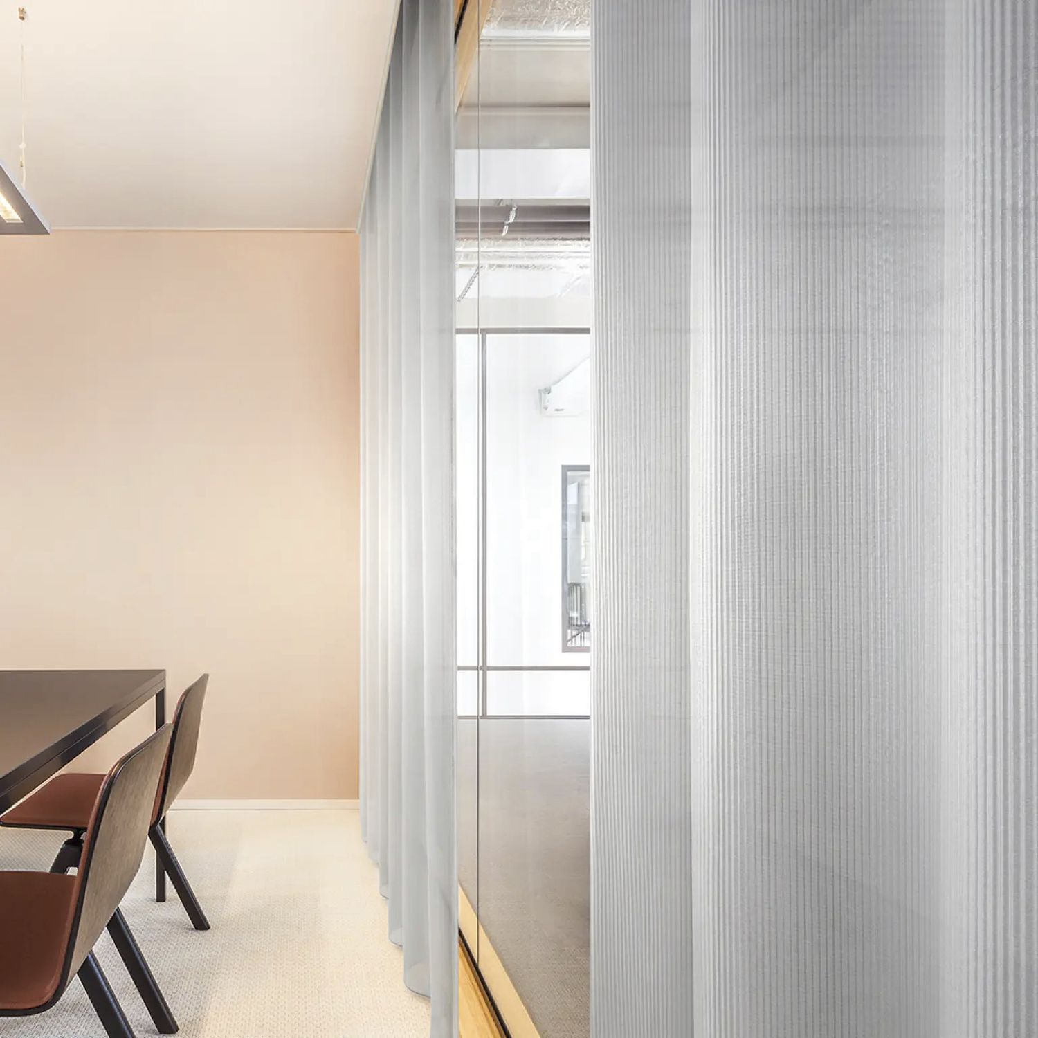 Striped sheer curtain fabric - CARMEN - Vescom - polyester / acoustic ...