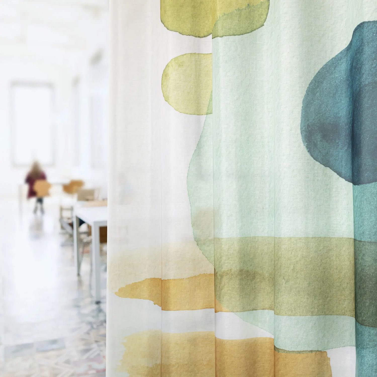 Patterned sheer curtain fabric - SWAN+PRINT - Vescom - FR polyester ...