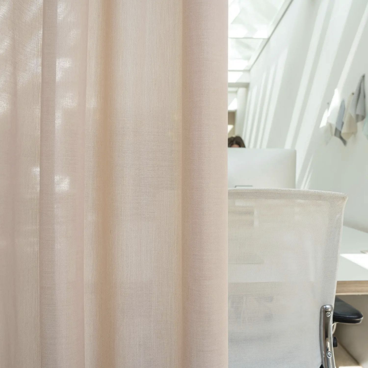 Plain sheer curtain fabric - ELARA - Vescom - FR polyester / acoustic ...