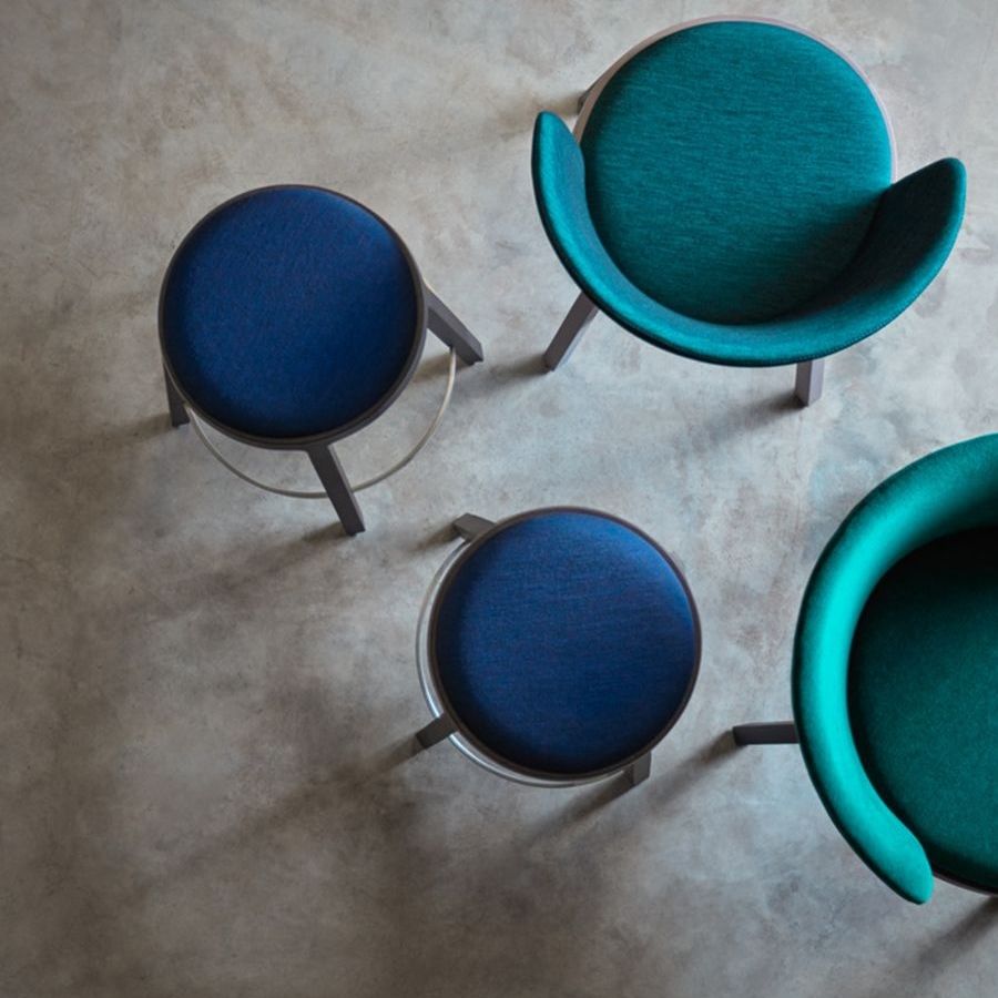 Contemporary bar stool - ARO - CAPDELL - fabric / oak base / beech base