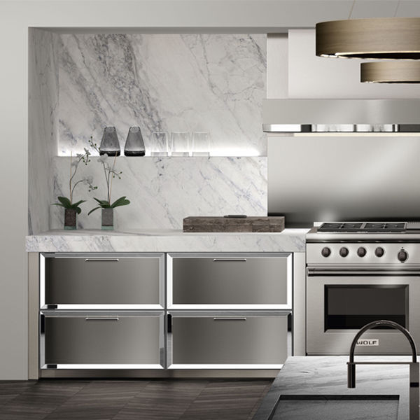 Contemporary kitchen - ELEGANCE - MUEBLES DOCA - steel / aluminum / island