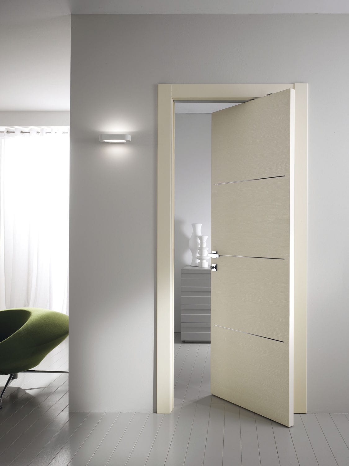 Interior door - GIDEA - laminate / pivoting with offset axis / contemporary