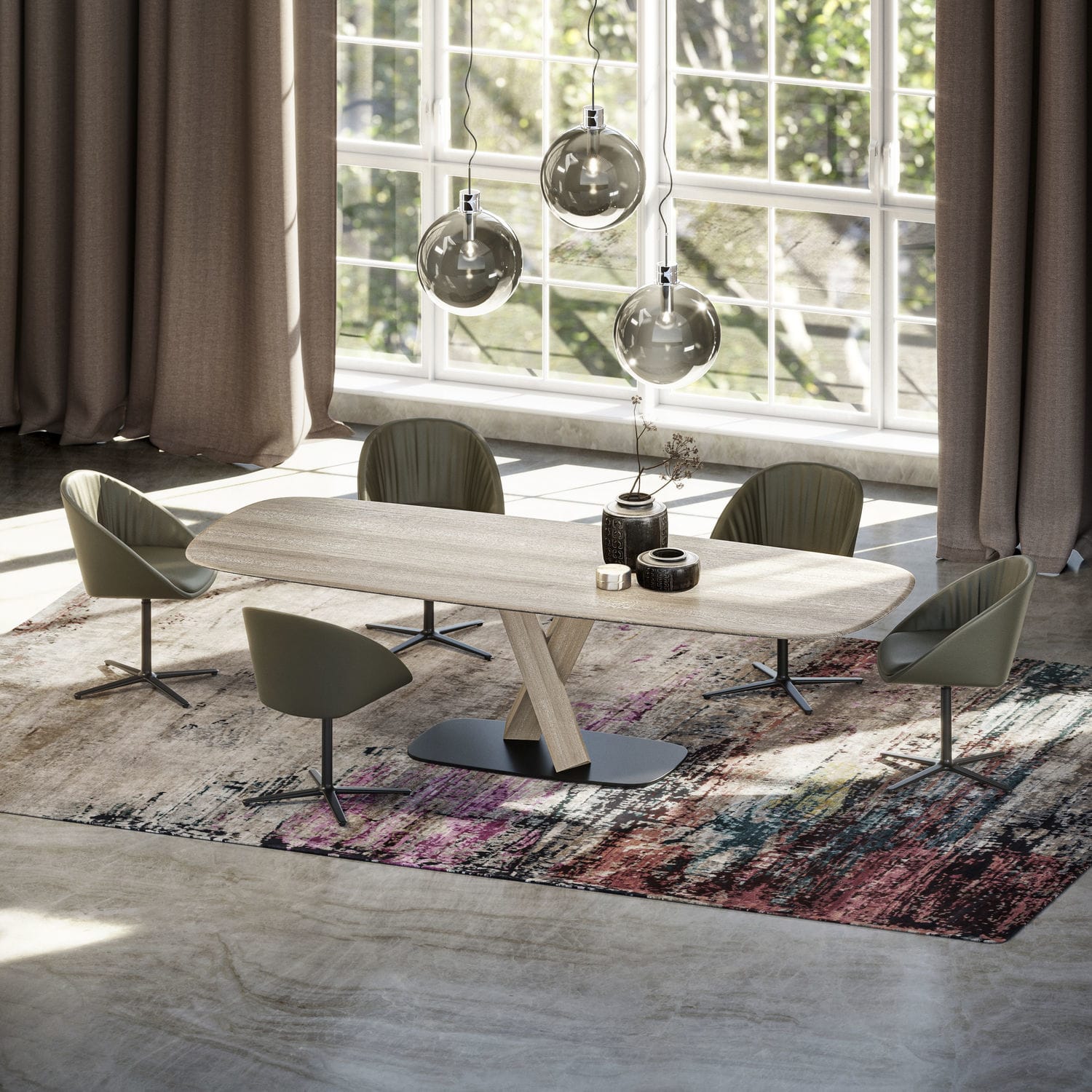 Contemporary dining table - STAN - DRAENERT - oak / solid wood base ...