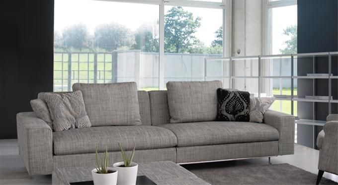Modular sofa - LIGHT - GRASSOLER - gray / fabric / leather