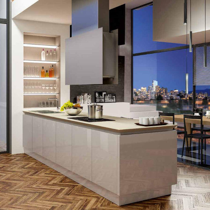 Contemporary kitchen - B50 - BERLONI - laminate / island / handleless