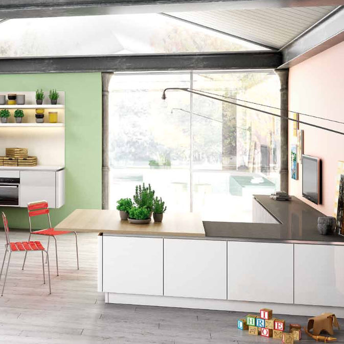 Contemporary kitchen - B50 - BERLONI - laminate / L-shaped / handleless