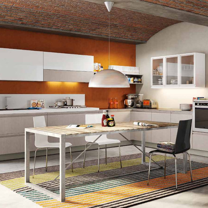 Contemporary kitchen - CANOVA - BERLONI - wood veneer / L-shaped ...