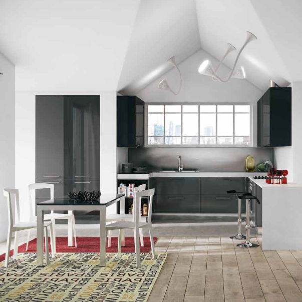 Contemporary kitchen - PLAN - BERLONI - laminate / U-shaped / with handle
