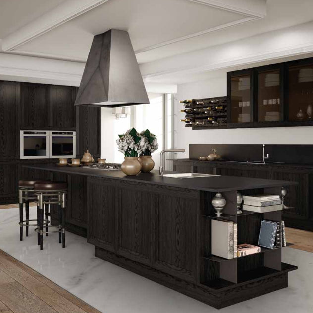 Contemporary kitchen - MILANO - BERLONI - wooden / island / handleless