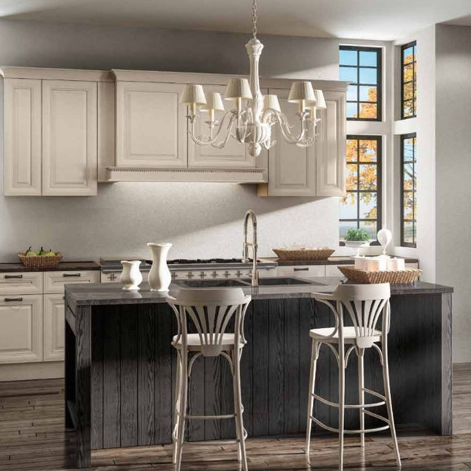 Traditional kitchen - SHERATON - BERLONI - ash / island / with handle