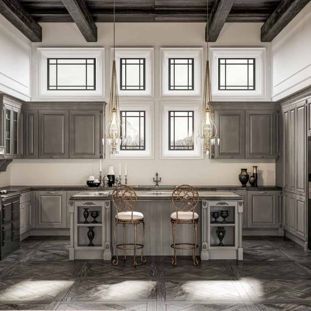 Traditional kitchen - GRANGALA - BERLONI - wooden / island / with handle