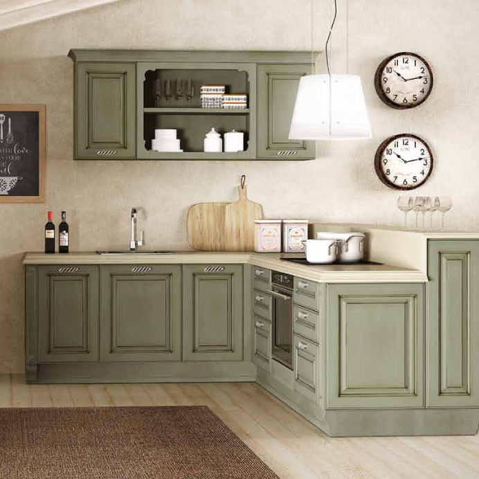 Traditional kitchen - ATHENA - BERLONI - wooden / L-shaped / with handle