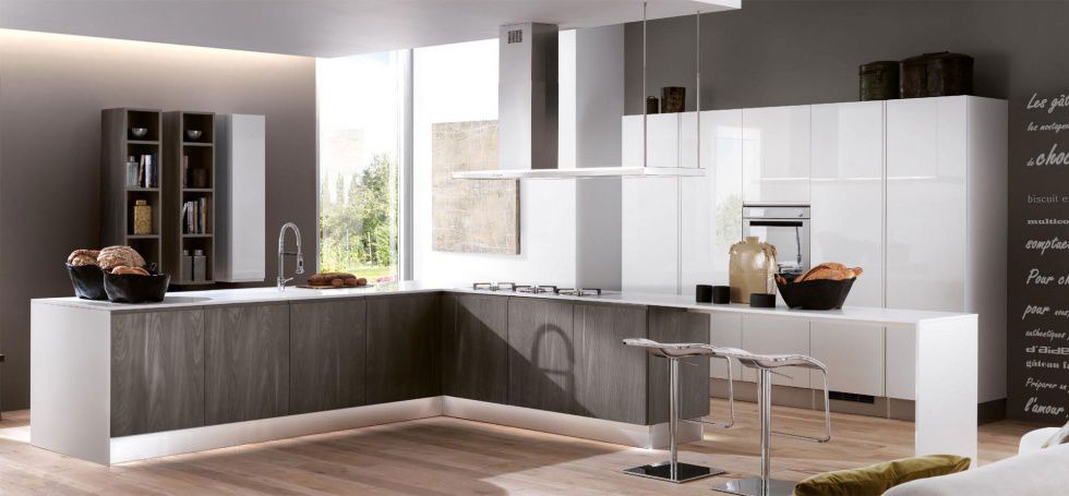 Contemporary kitchen - BRERA - BERLONI - melamine / wooden / island