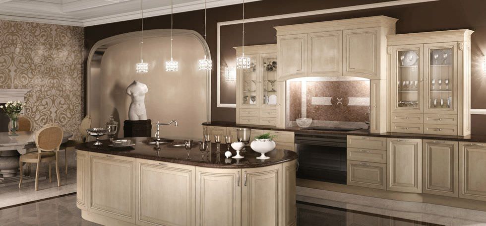 Traditional kitchen - FLORENCE - BERLONI - wooden / island / with handle