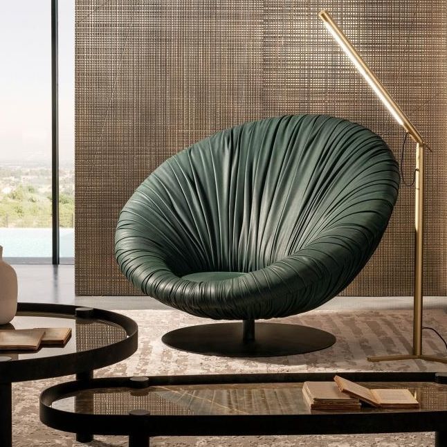 Contemporary armchair - Drapè - LAURAMERONI - velvet / leather / with ...