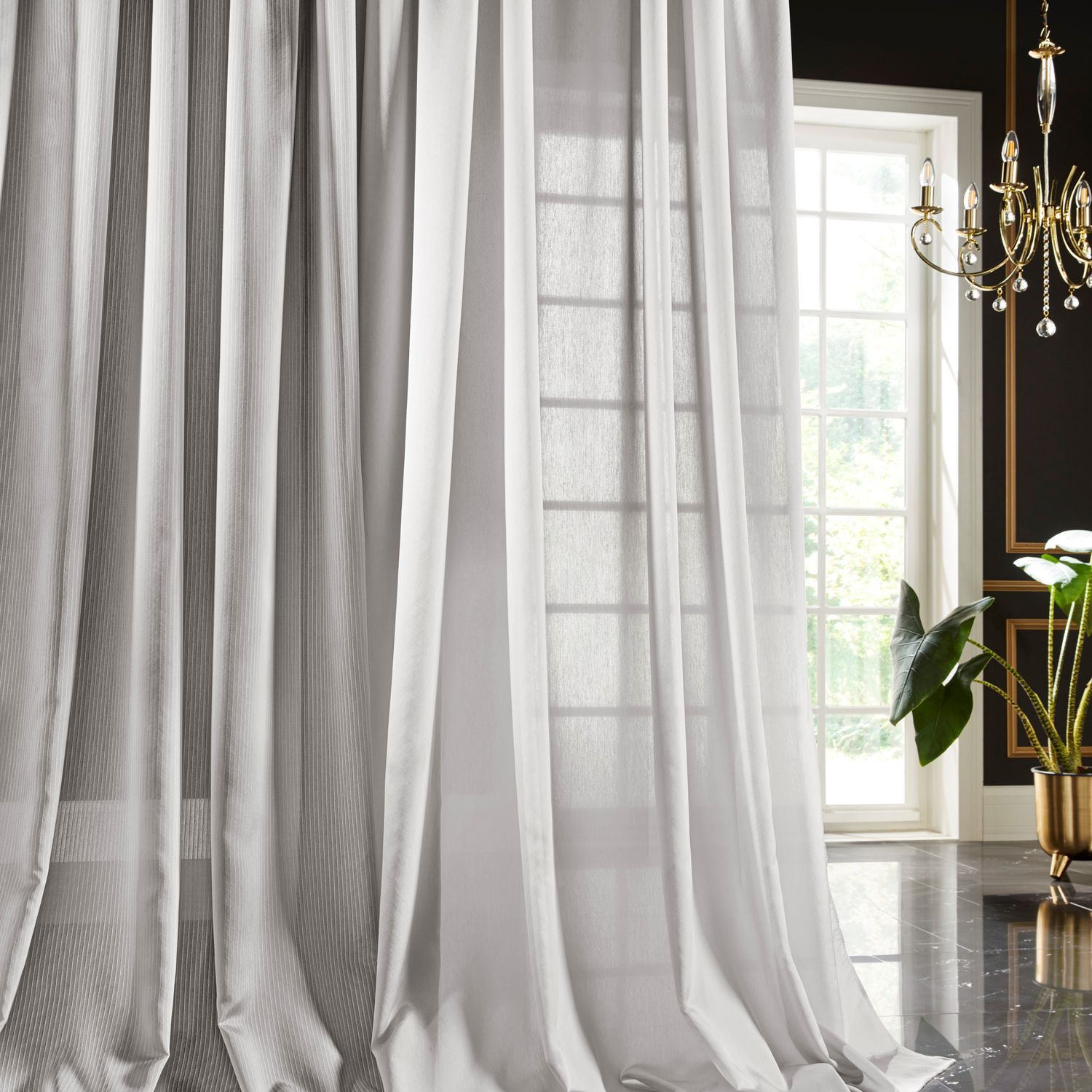 Plain sheer curtain fabric - SYMPHONY - Fischbacher 1819 - viscose ...