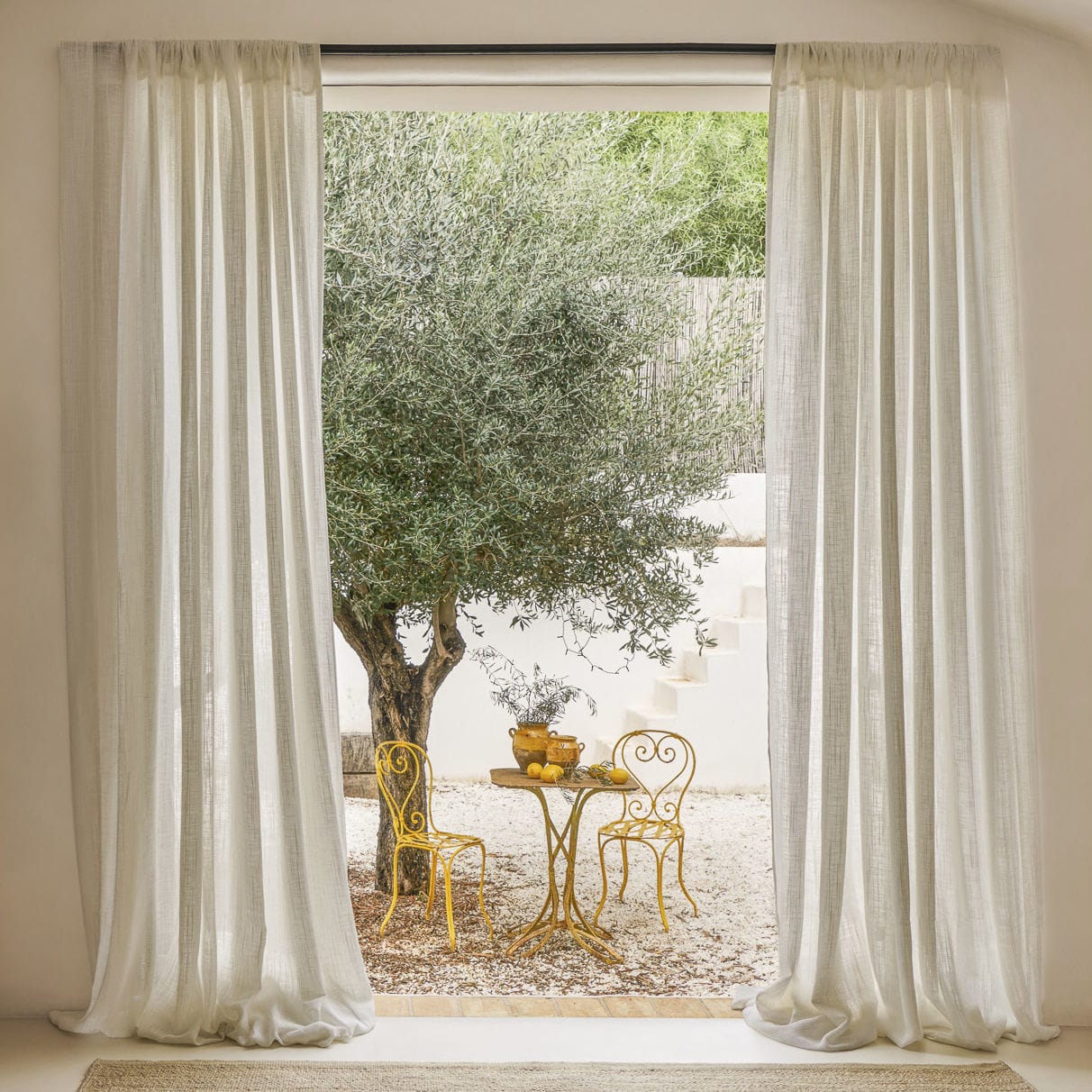 Plain sheer curtain fabric - AIRE : MELTEMI - ALHAMBRA - linen / cotton ...