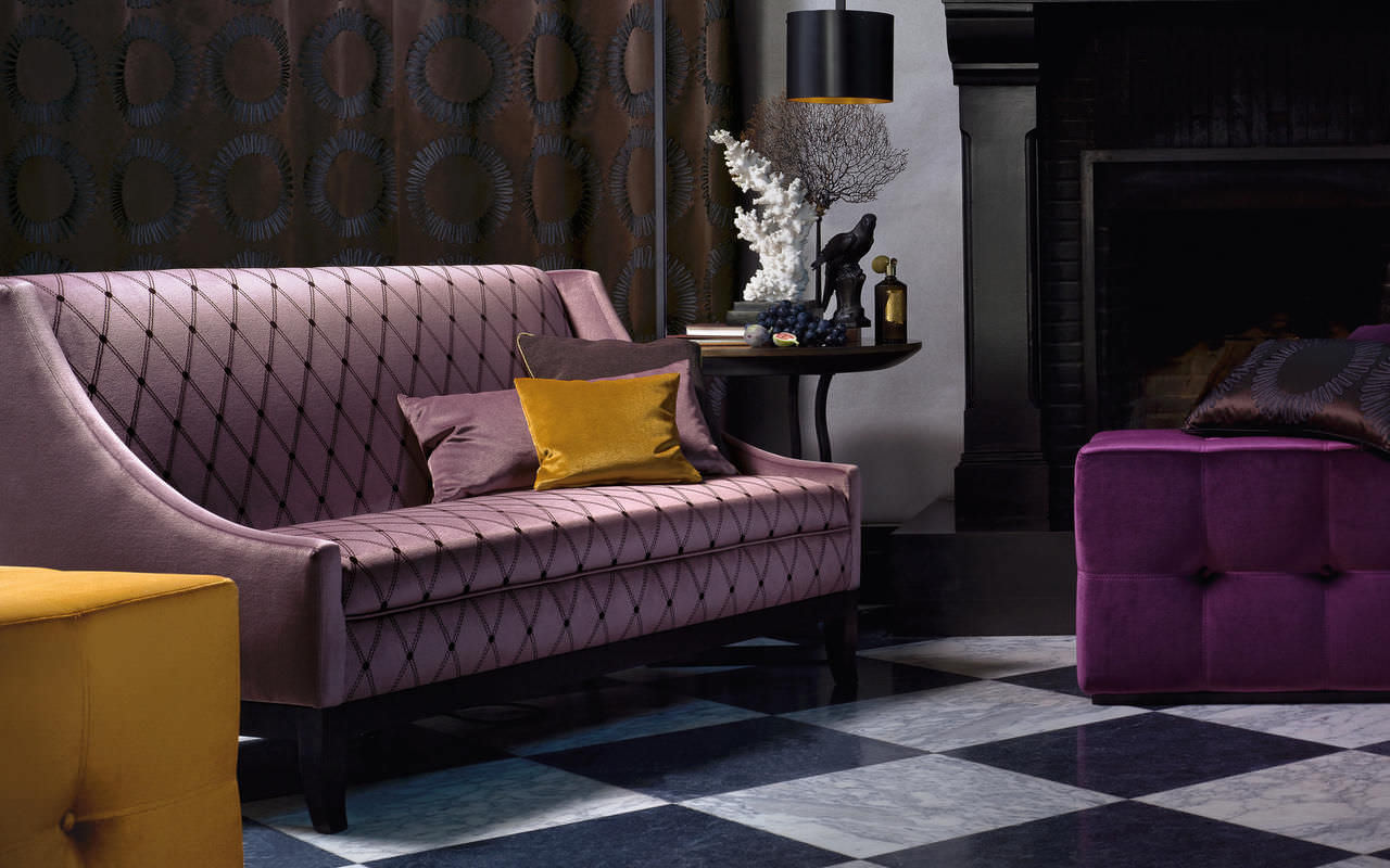 Upholstery fabric - DANDY - SAHCO - plaid / velvet